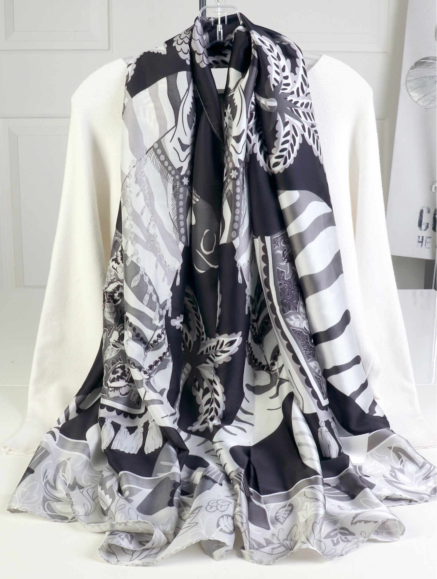 Premium Silk Feeling Spring Print Scarf