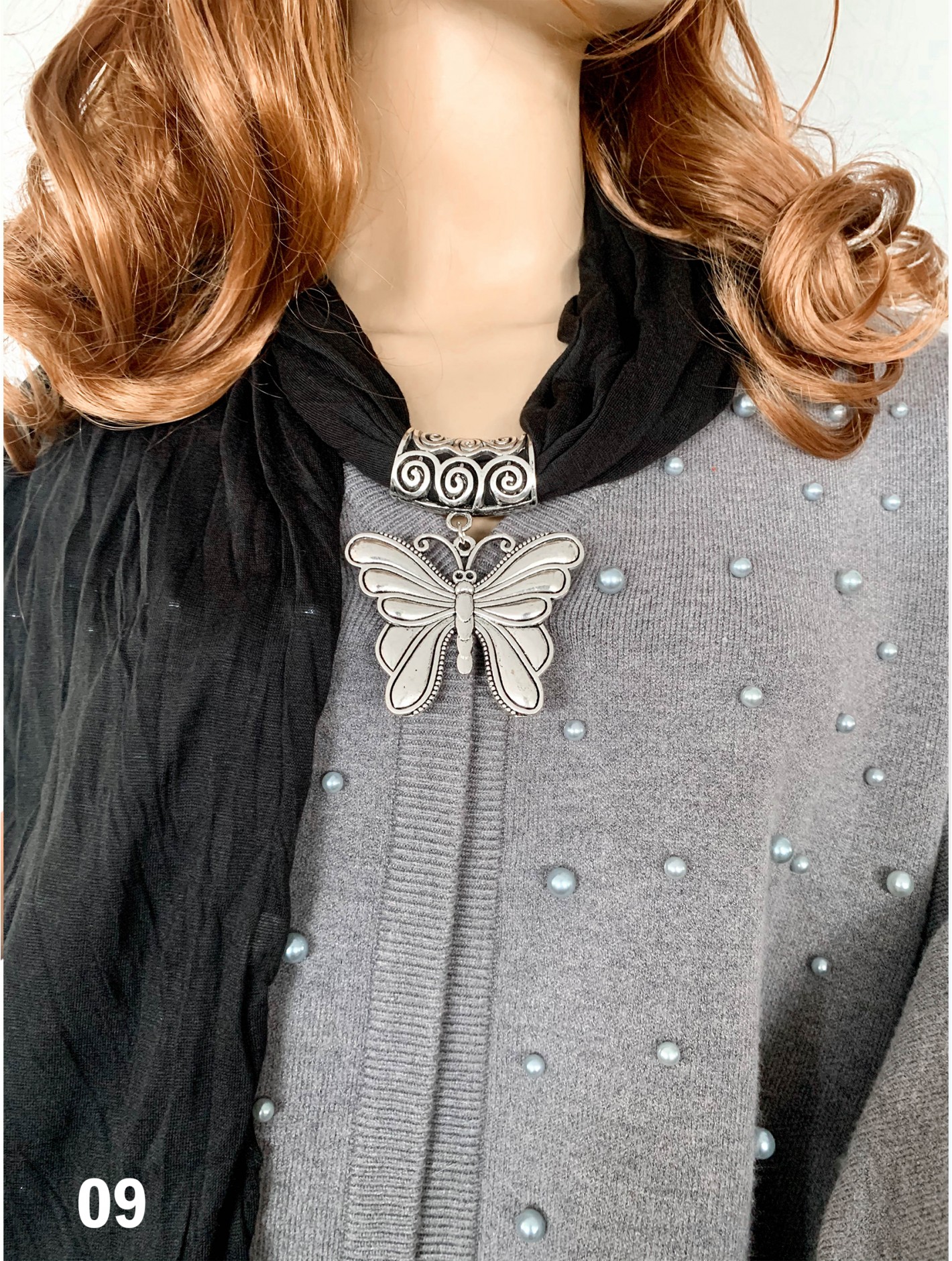 SCARF, BUTTERFLY PENDANT