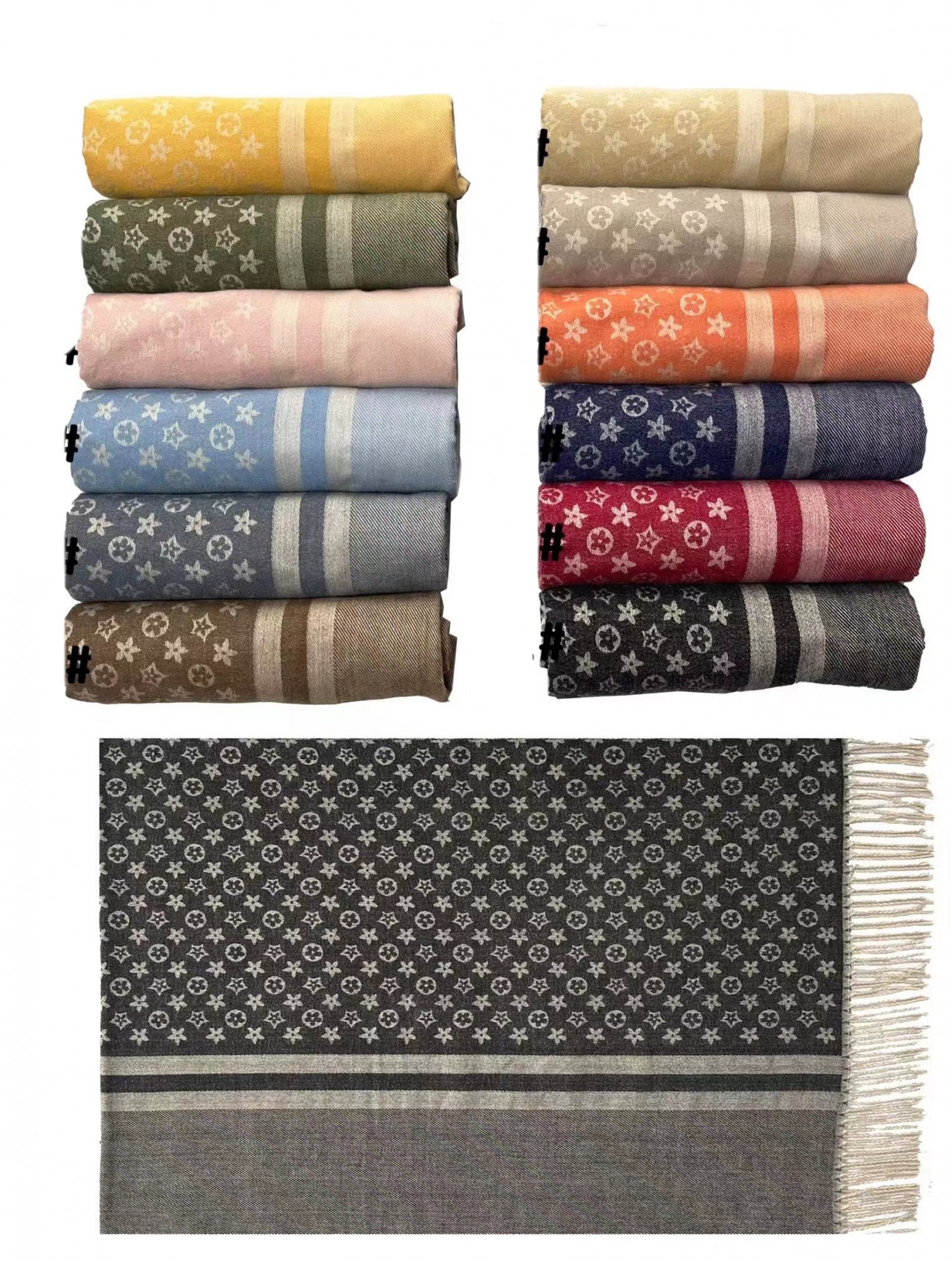 Cashmere Feeling Designer Scarf with Fringes