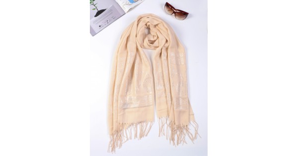 Lightweight Solid Color Scarf with Embroidered Edges
