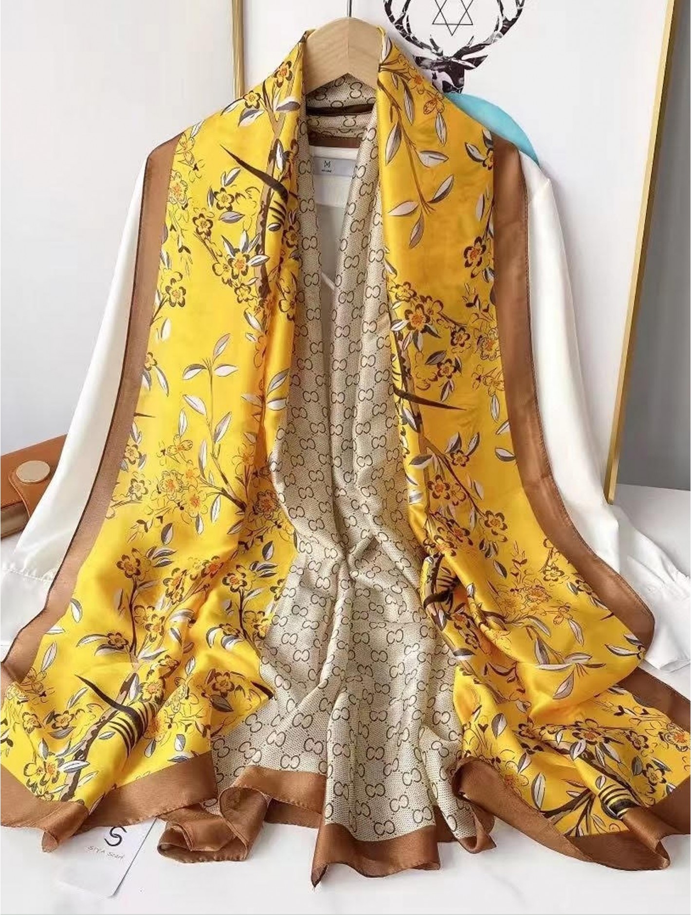 Premium Silk Feeling Spring Print Scarf