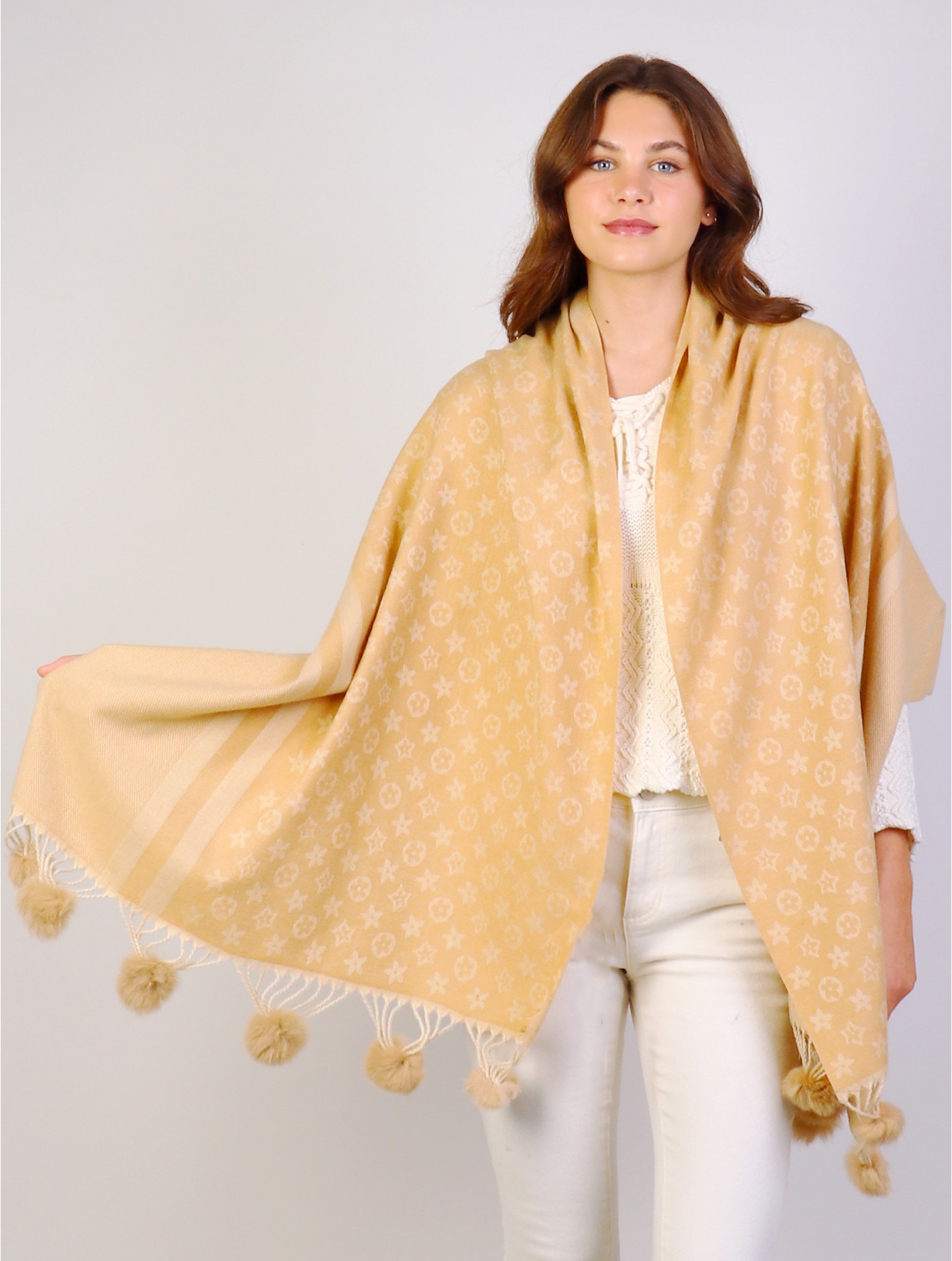 Soft-Touch Flower Patterned Scarf