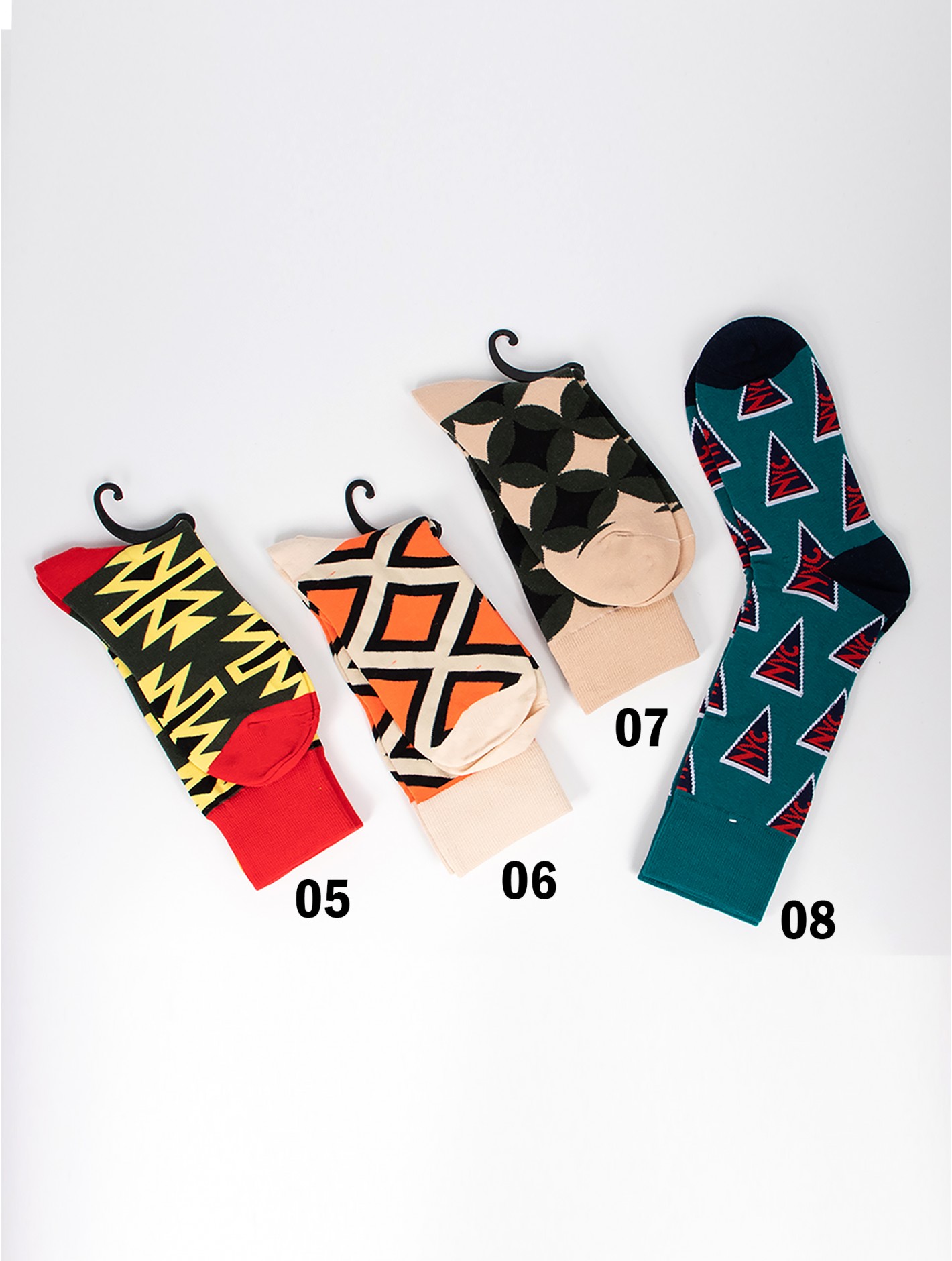 Abstract Print High-Rise Socks