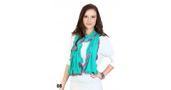 SCARF, 2-TONE ROSETTE & RUFFLE